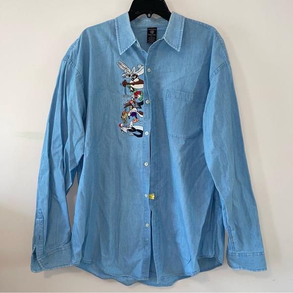 Warner Bros. | Tops | Wb Studios Vintage Blue Denim Shirt With Looney ...